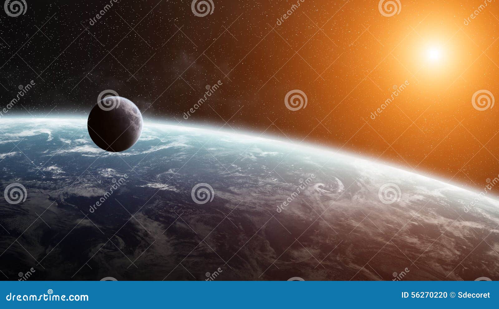 Sunrise Over Planet Earth in Space Stock Illustration - Illustration of ...
