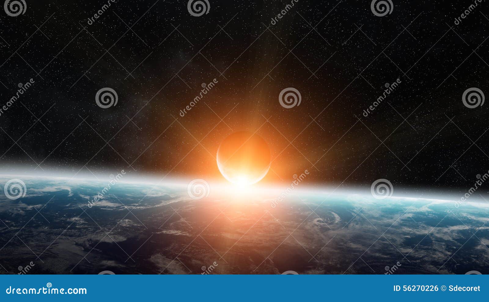 Sunrise Over Planet Earth in Space Stock Illustration - Illustration of ...