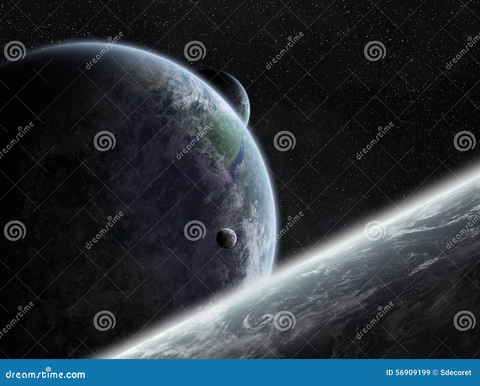 Sunrise Over Planet Earth in Space Stock Illustration - Illustration of ...