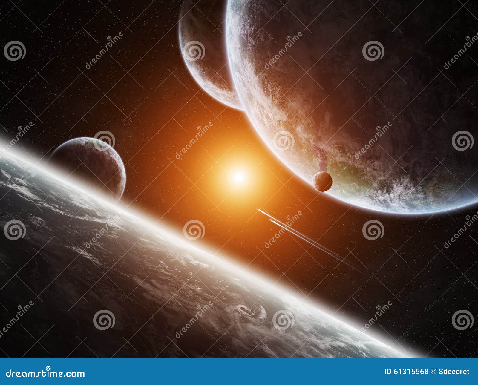 Sunrise Over Planet Earth in Space Stock Illustration - Illustration of ...
