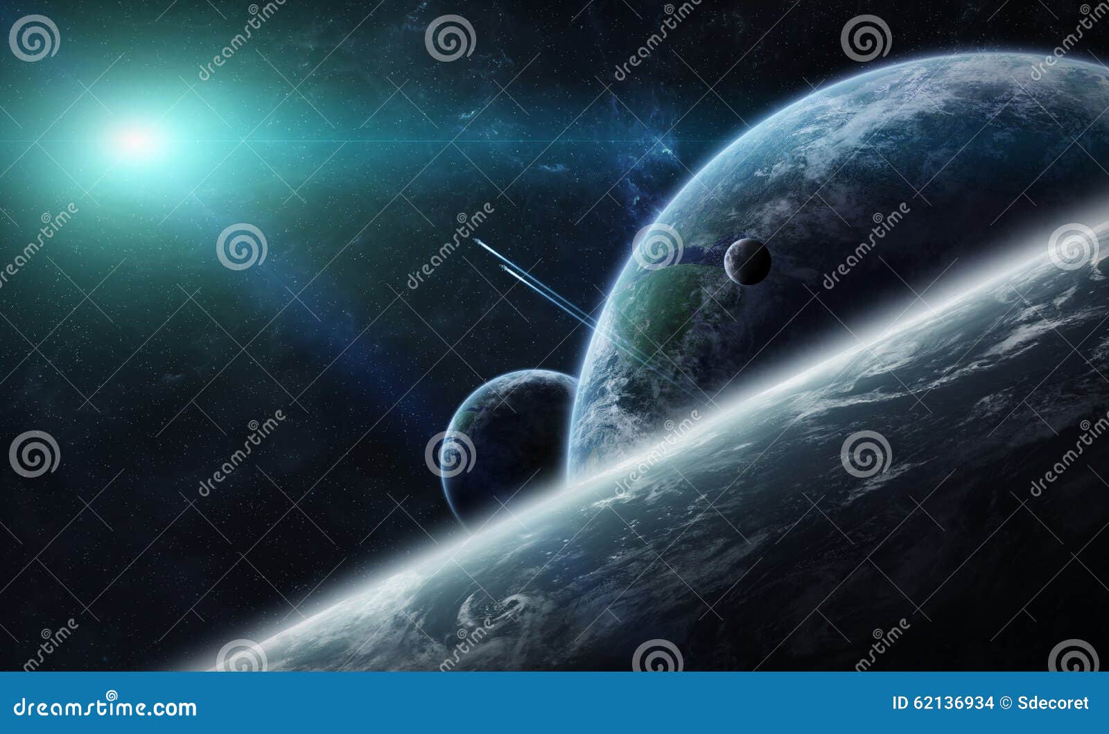Sunrise Over Planet Earth in Space Stock Illustration - Illustration of ...