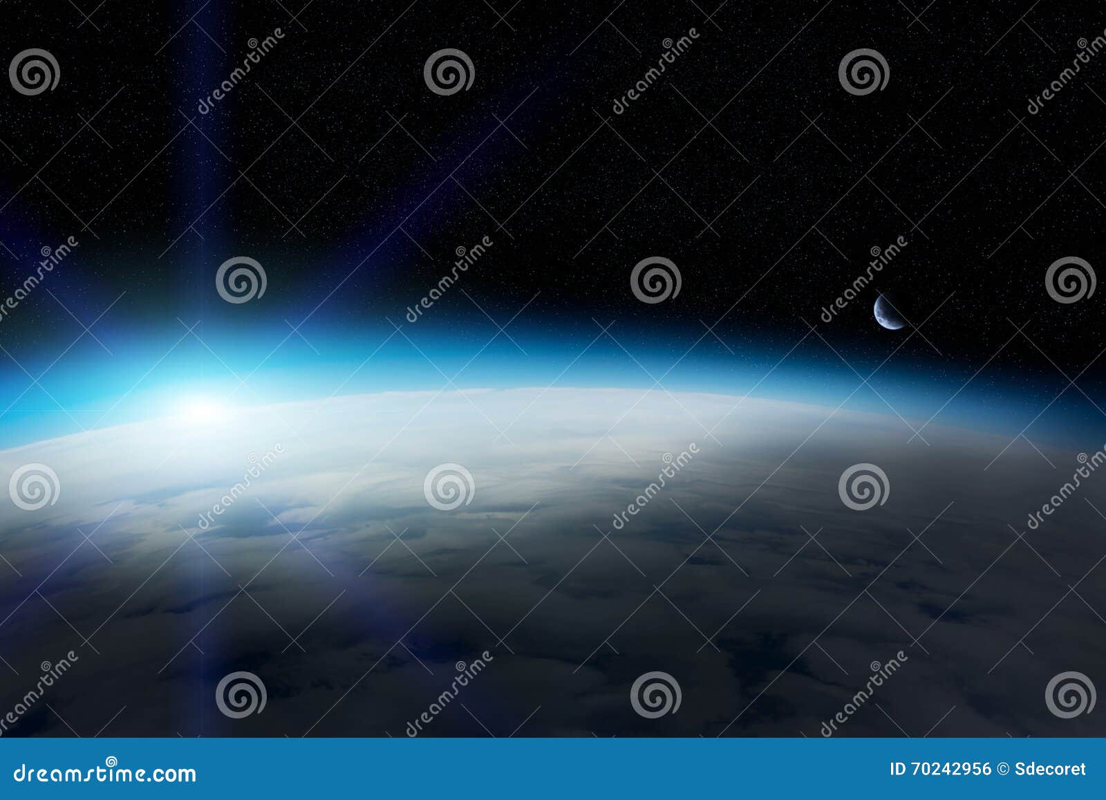 Sunrise Over Planet Earth in Space Stock Illustration - Illustration of ...