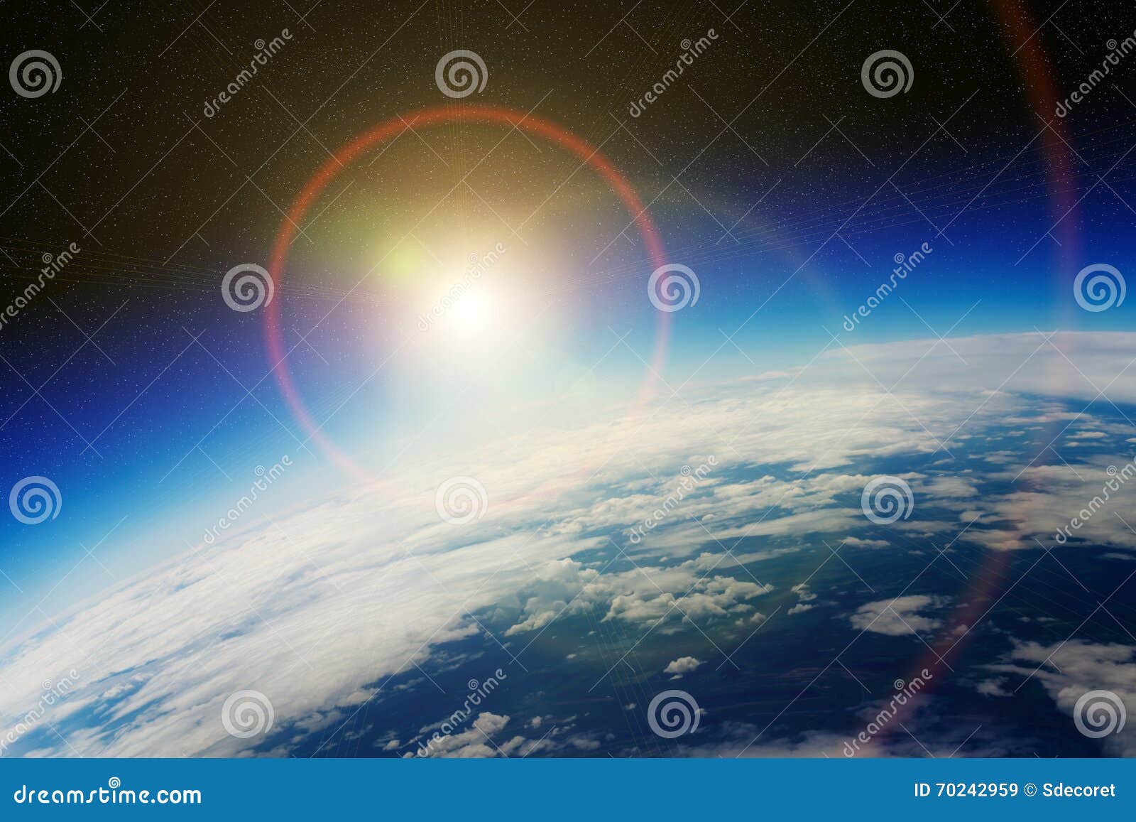 Sunrise Over Planet Earth in Space Stock Illustration - Illustration of ...