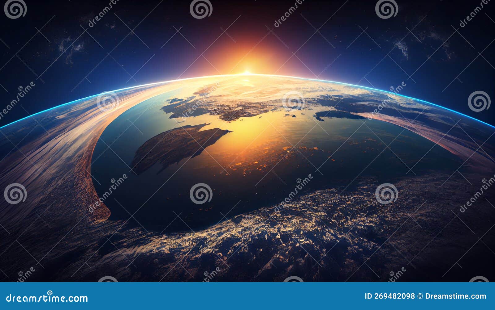 Sunrise Over the Planet in Space. Stock Illustration - Illustration of ...