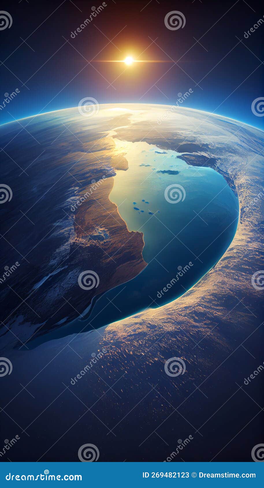 Sunrise Over the Planet in Space. Stock Illustration - Illustration of ...