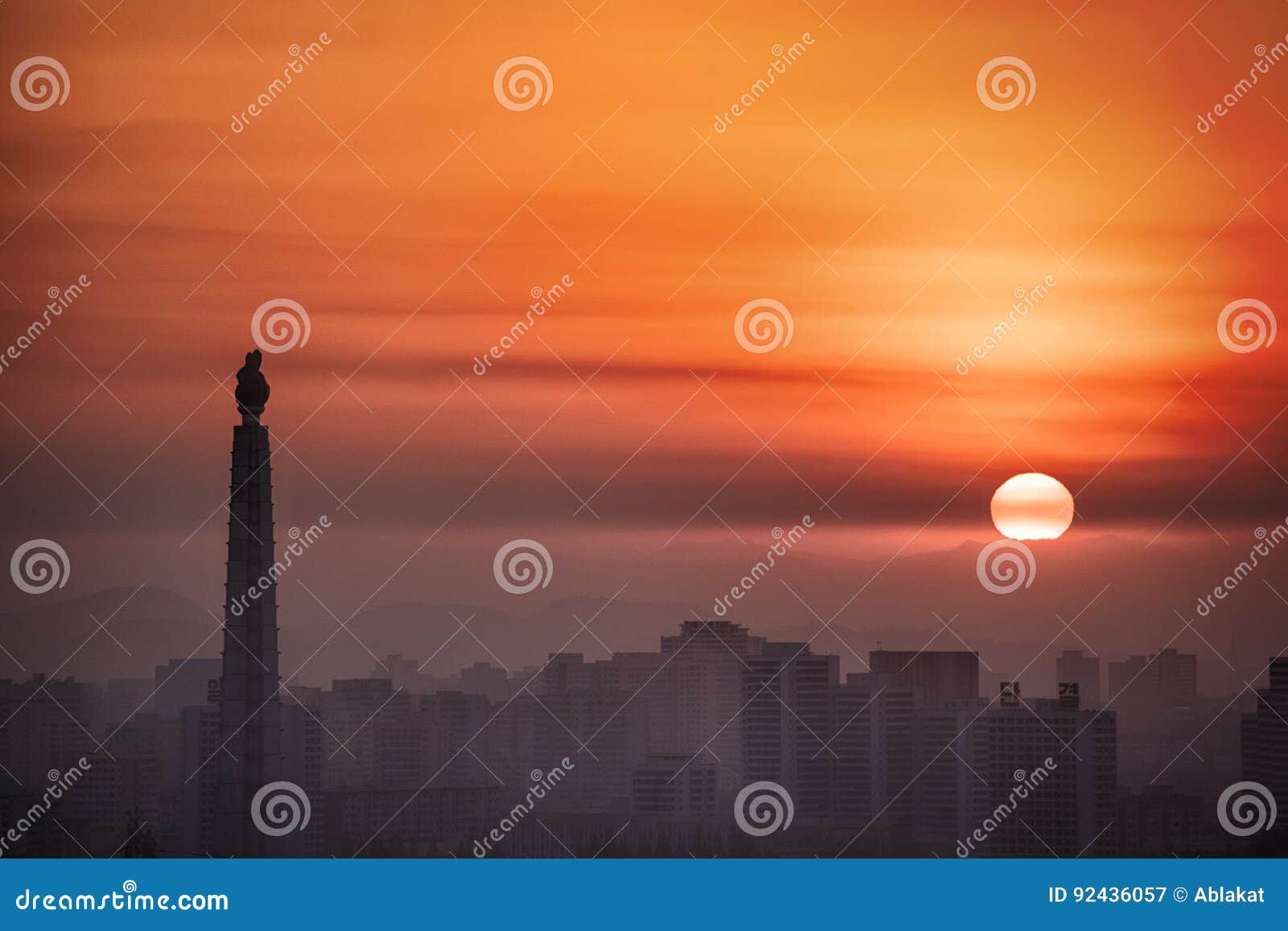 Sunrise Over Pyongyang, DPRK - North Korea. Stock Image - Image of ...