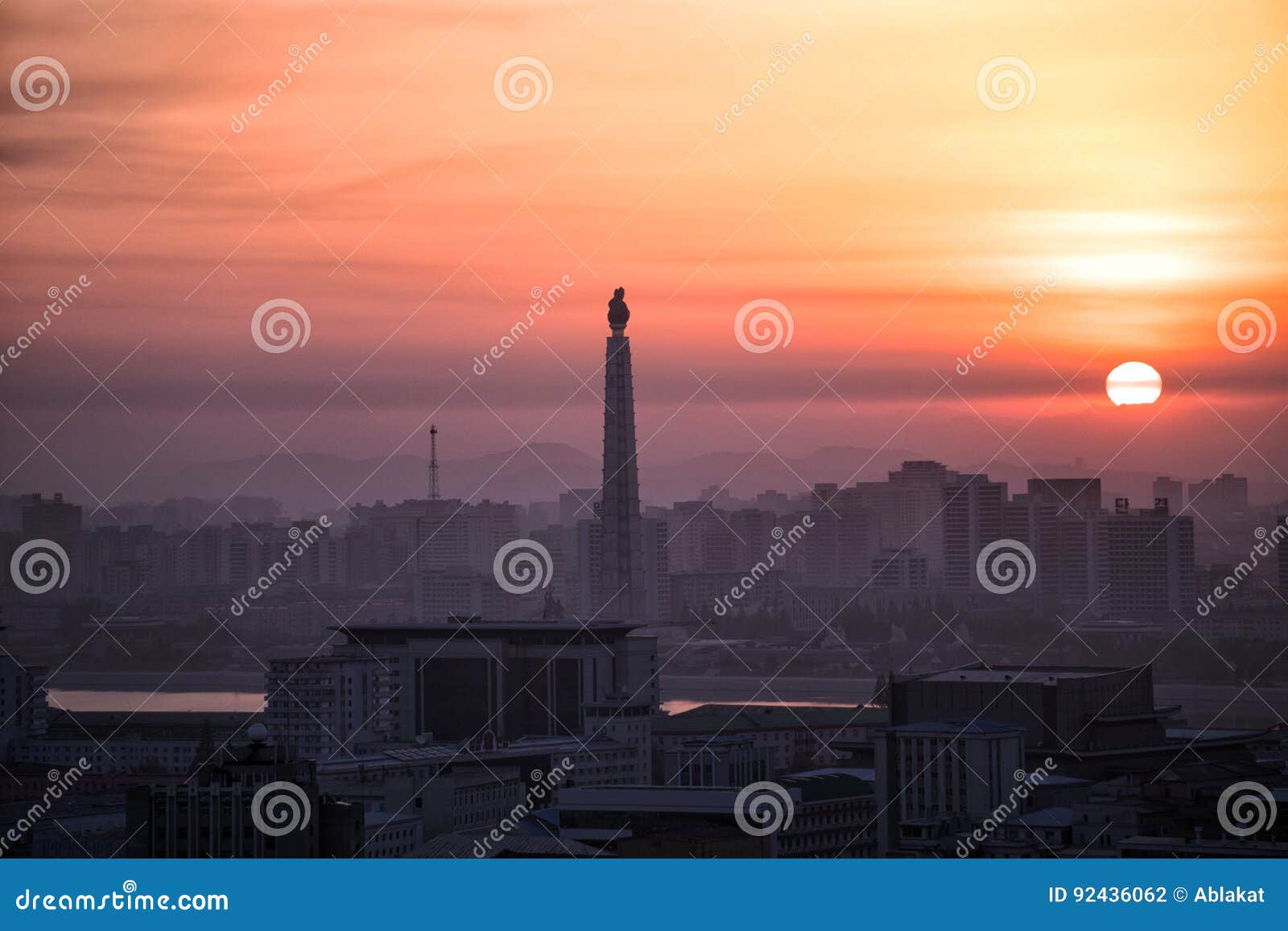 Sunrise Over Pyongyang, DPRK - North Korea. Stock Photo - Image of ...