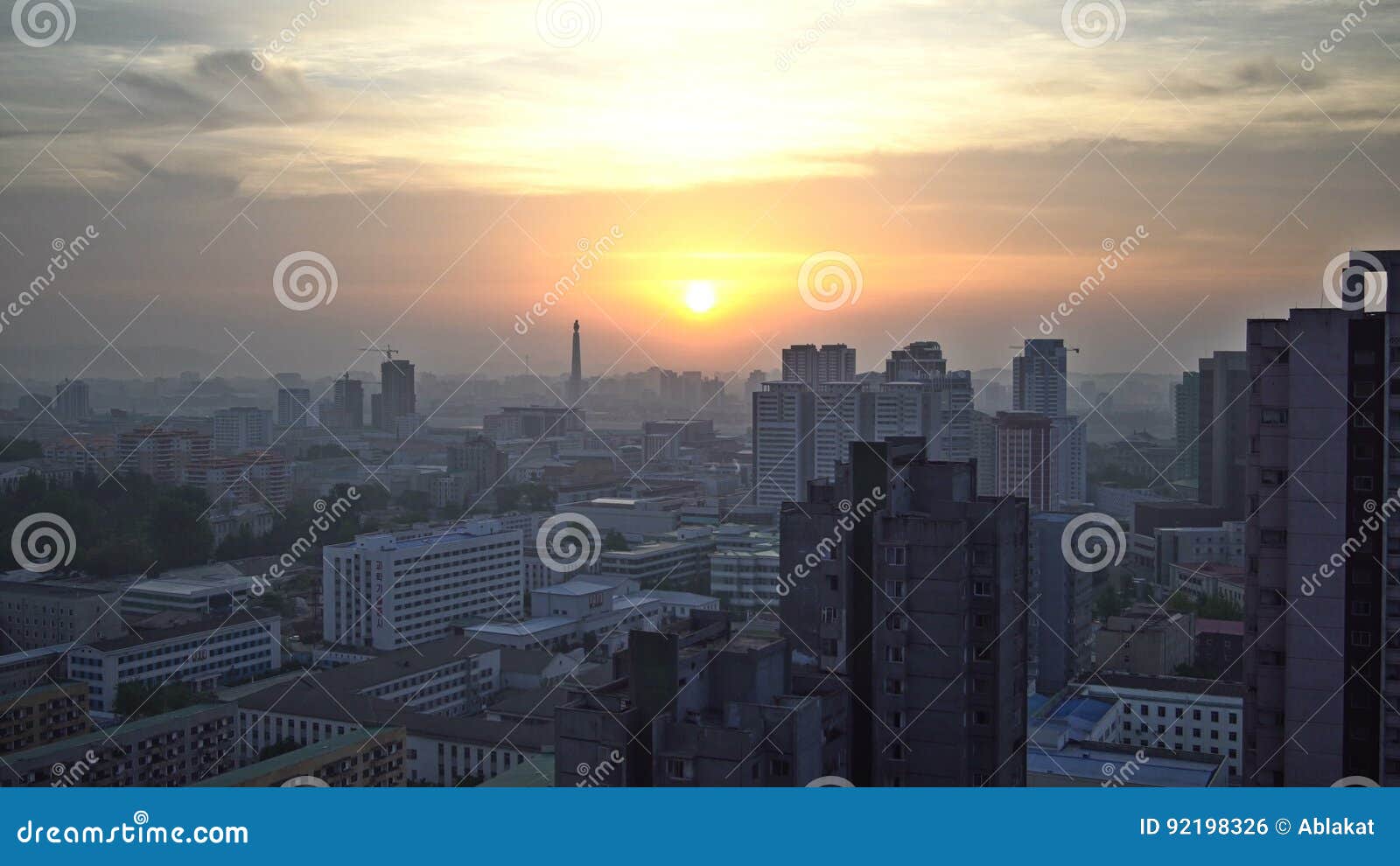 Sunrise Over Pyongyang, DPRK - North Korea. May 01, 2017. Time-lapse ...