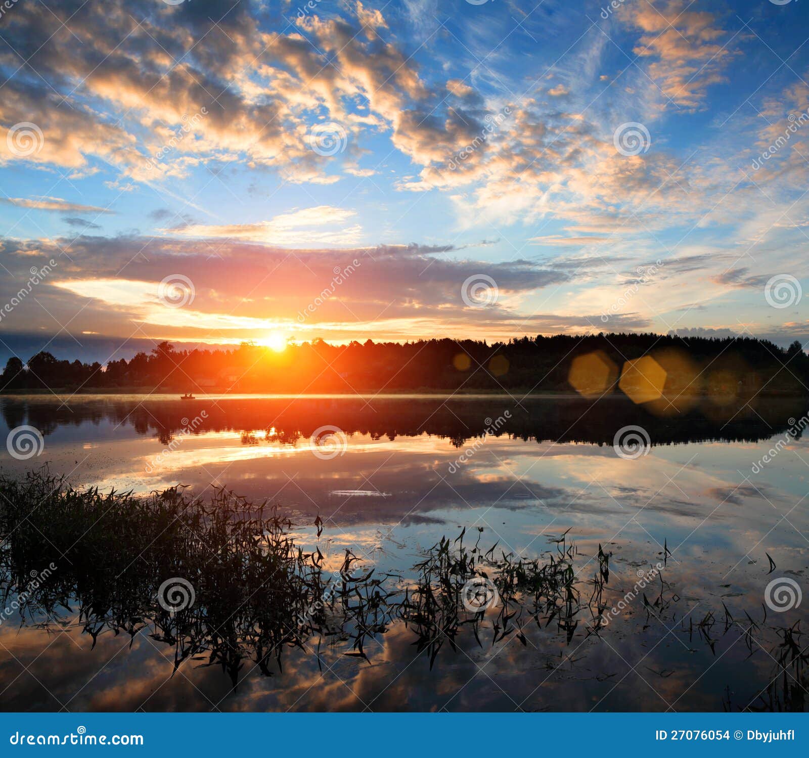 Sunrise over the river. stock photo. Image of forest - 27076054