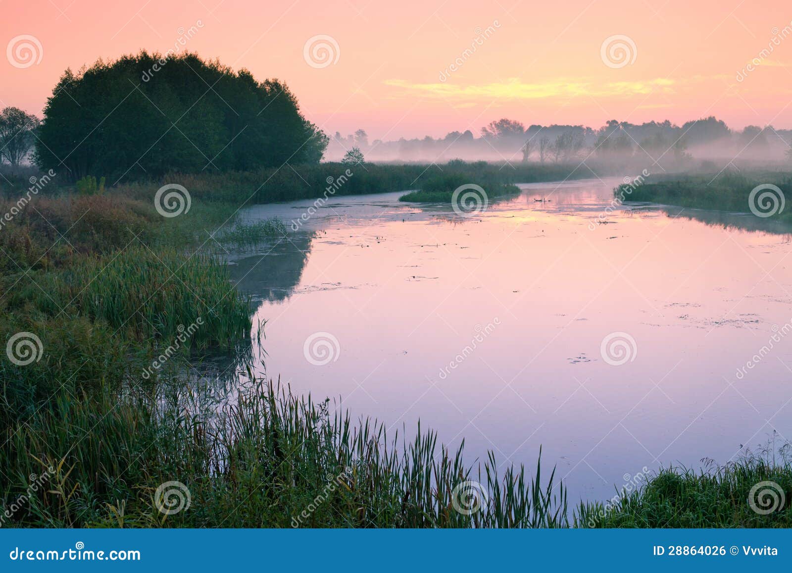Sunrise over the river stock photo. Image of magic, reed - 28864026