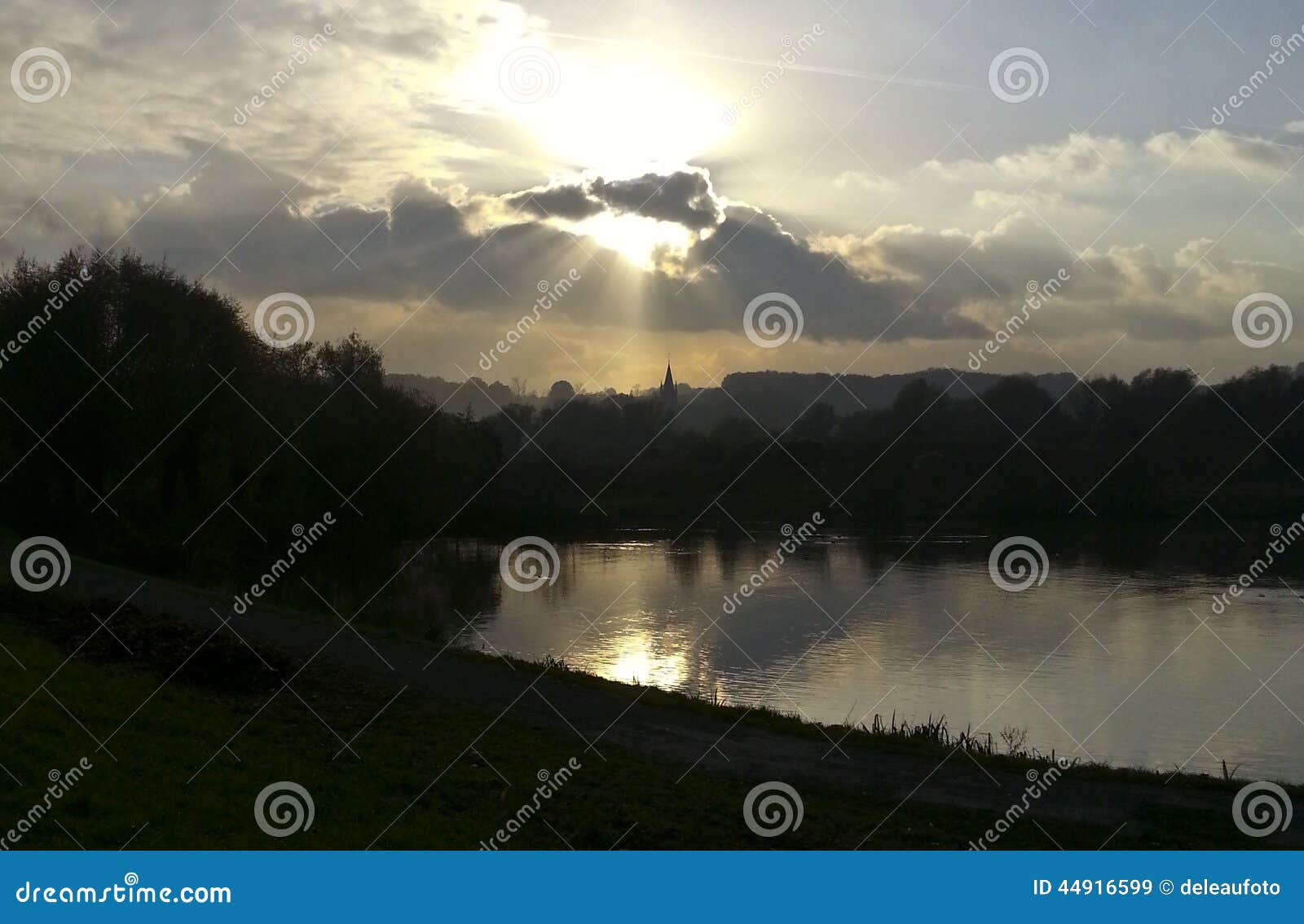 Sunrise over river stock image. Image of light, churche - 44916599