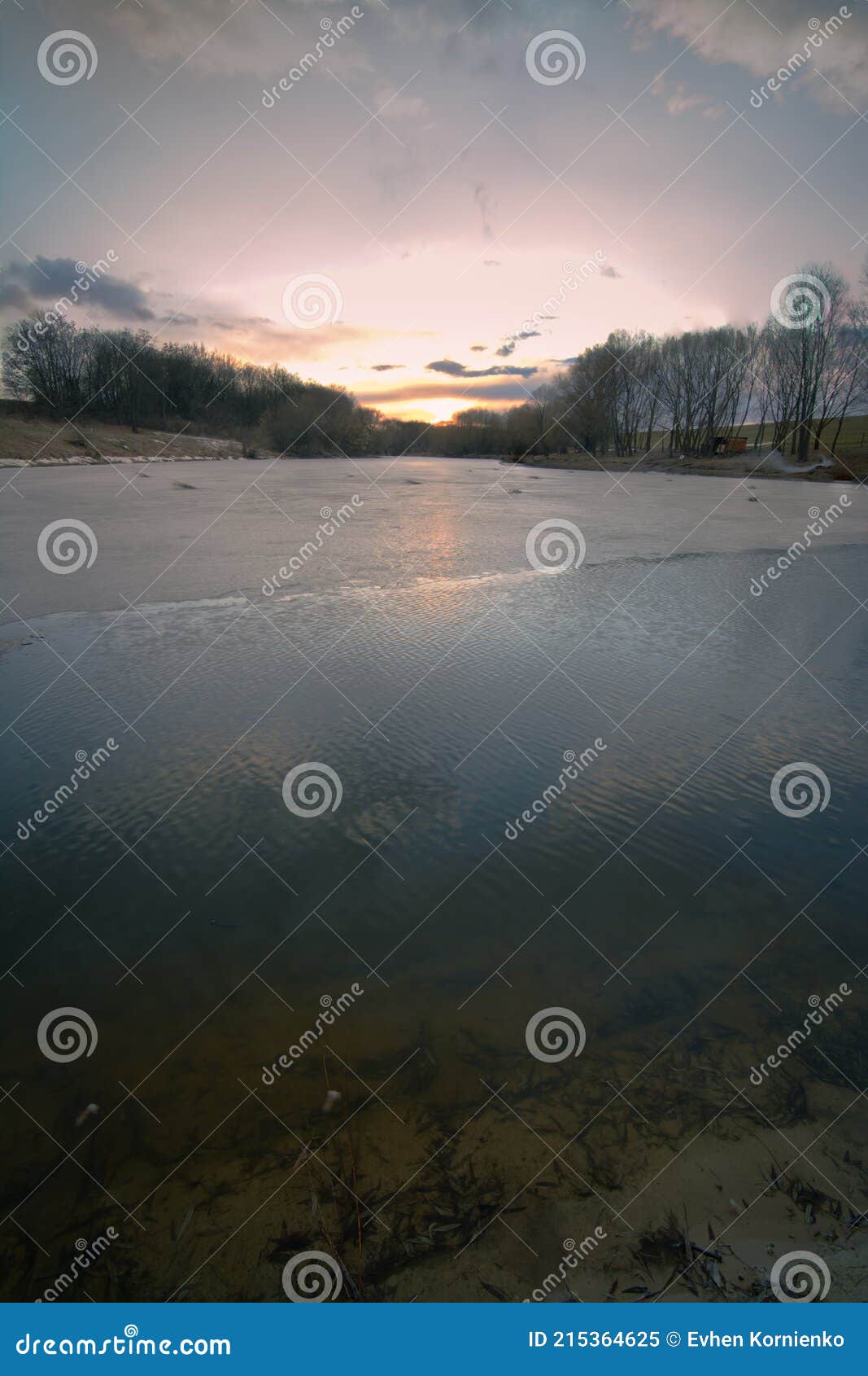 Sunrise over the river stock image. Image of river, evening - 215364625