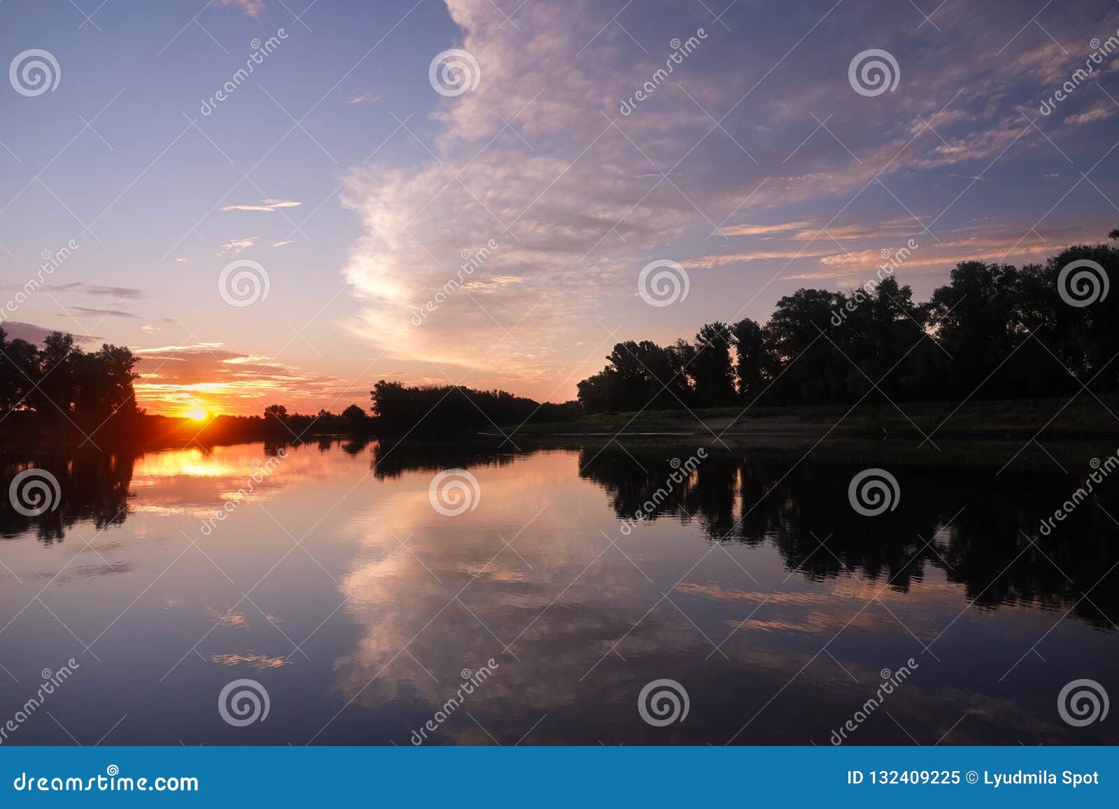 Sunrise Over the River Surface Stock Image - Image of river, sunrise ...