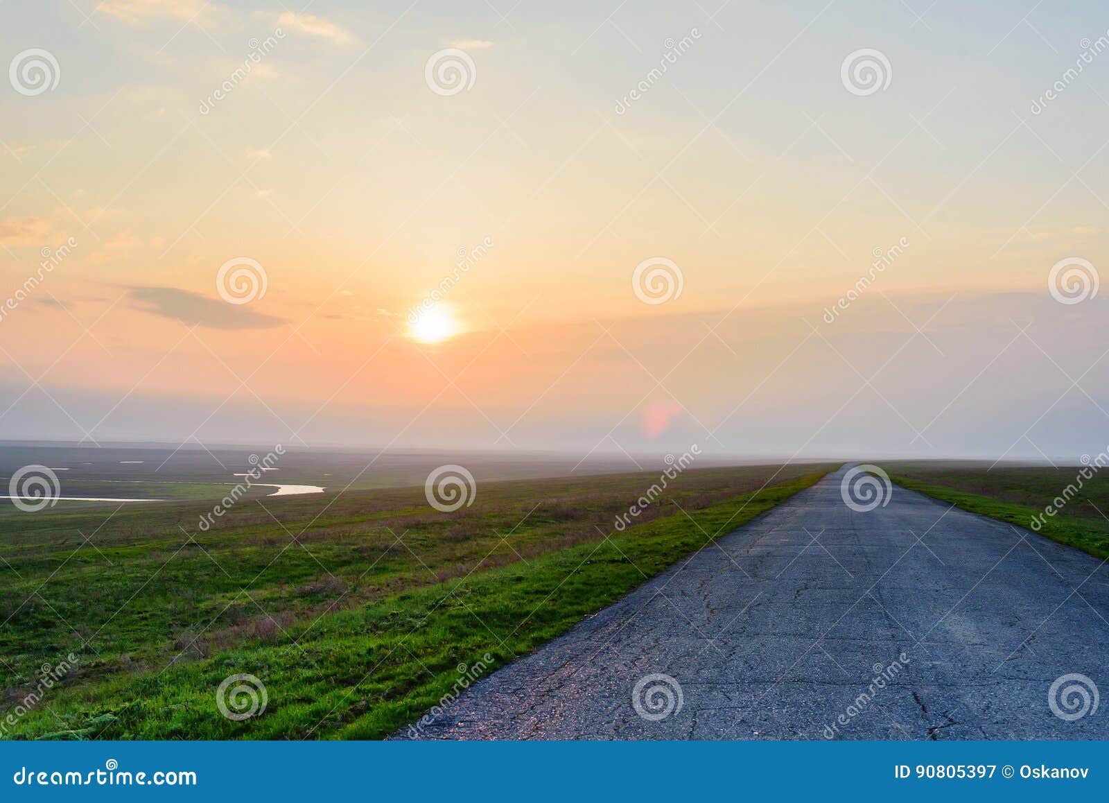 Sunrise over the road stock image. Image of fast, highway - 90805397