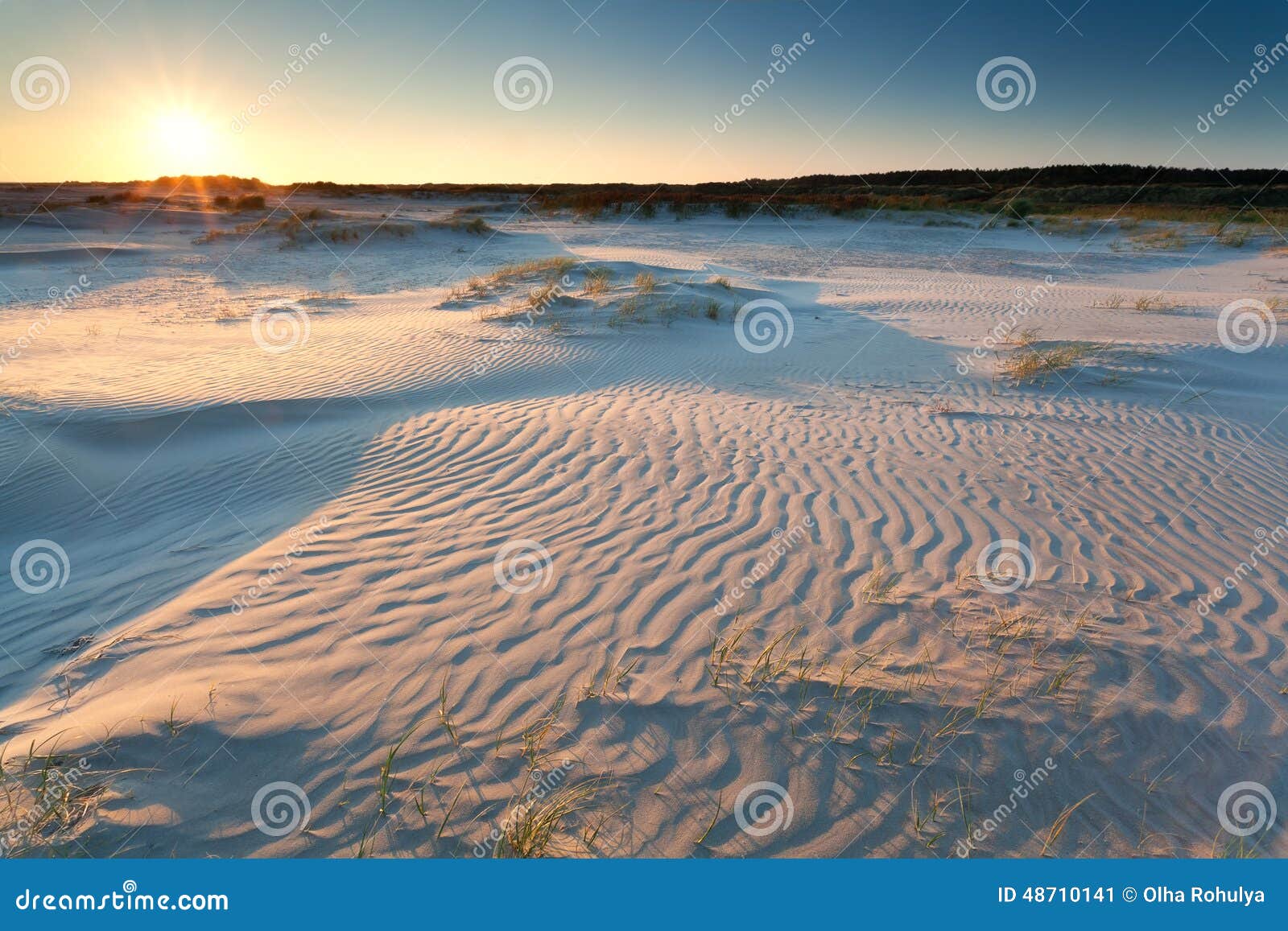 Sunrise over sand dunes stock image. Image of view, contrast - 48710141