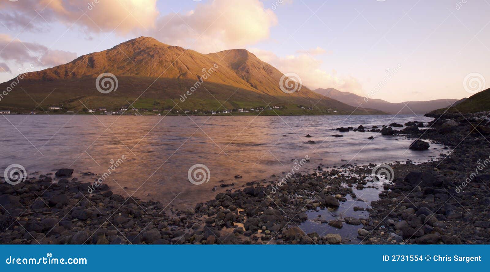 Sunrise over Scottish Loch stock photo. Image of pebbles - 2731554