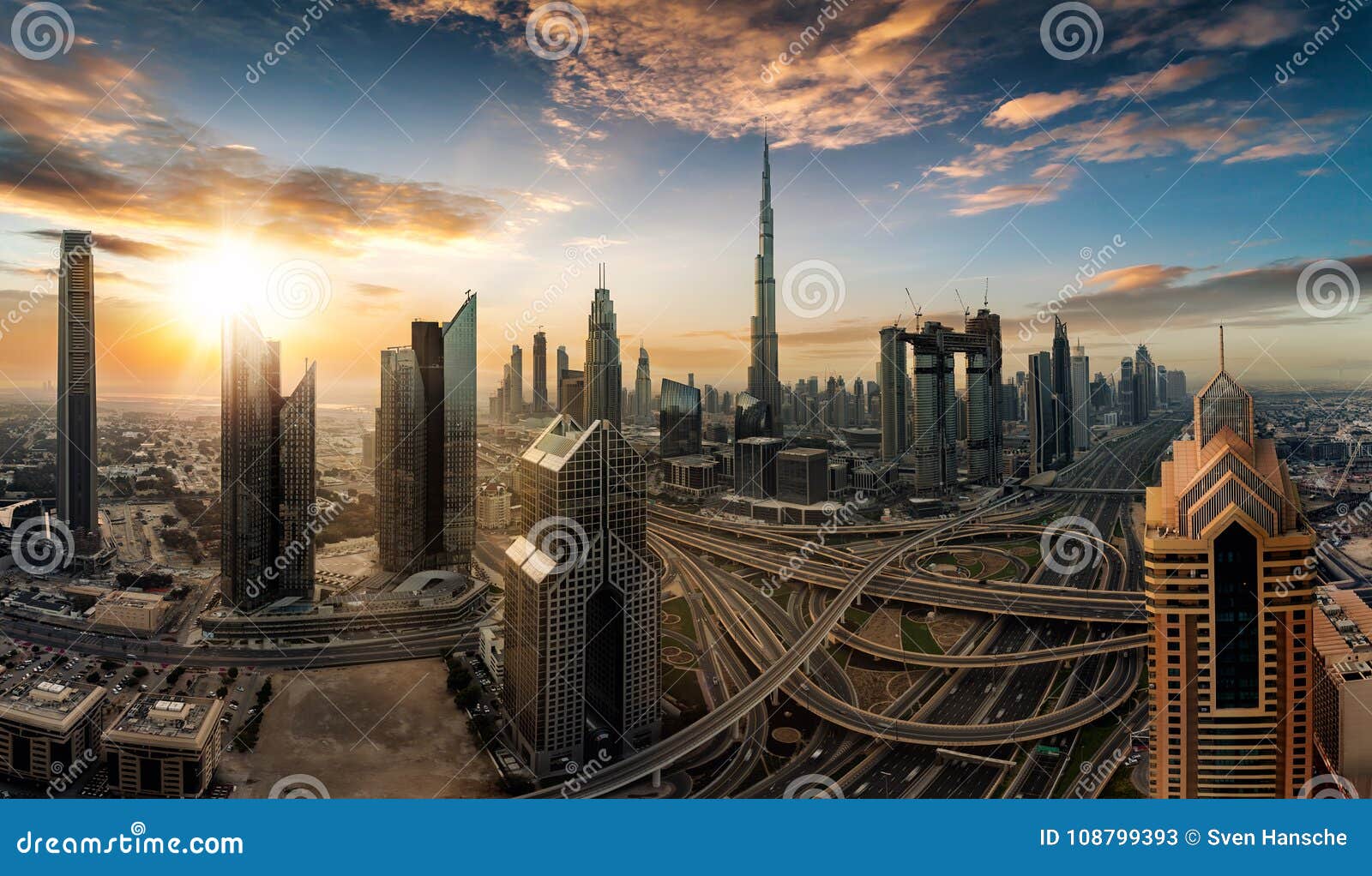 Sunrise Over the Skyline of Dubai Stock Image - Image of emirates ...