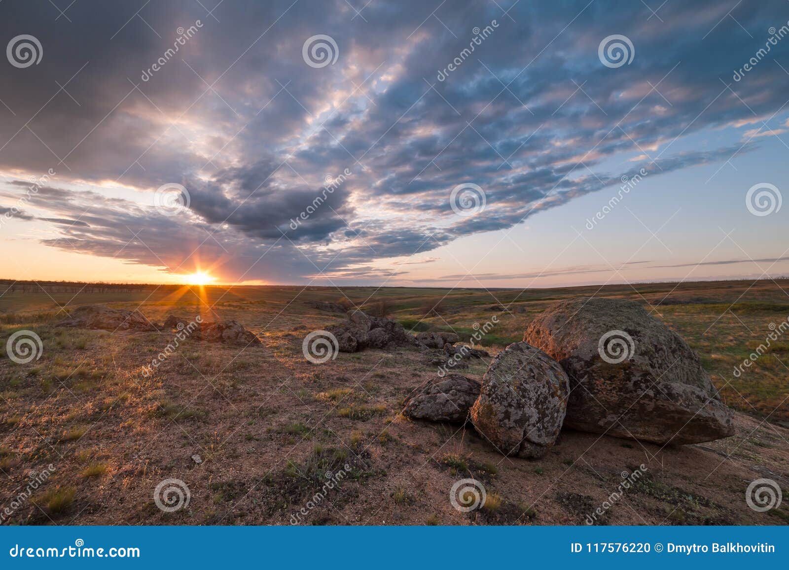 Sunrise over stone valley stock photo. Image of blooming - 117576220