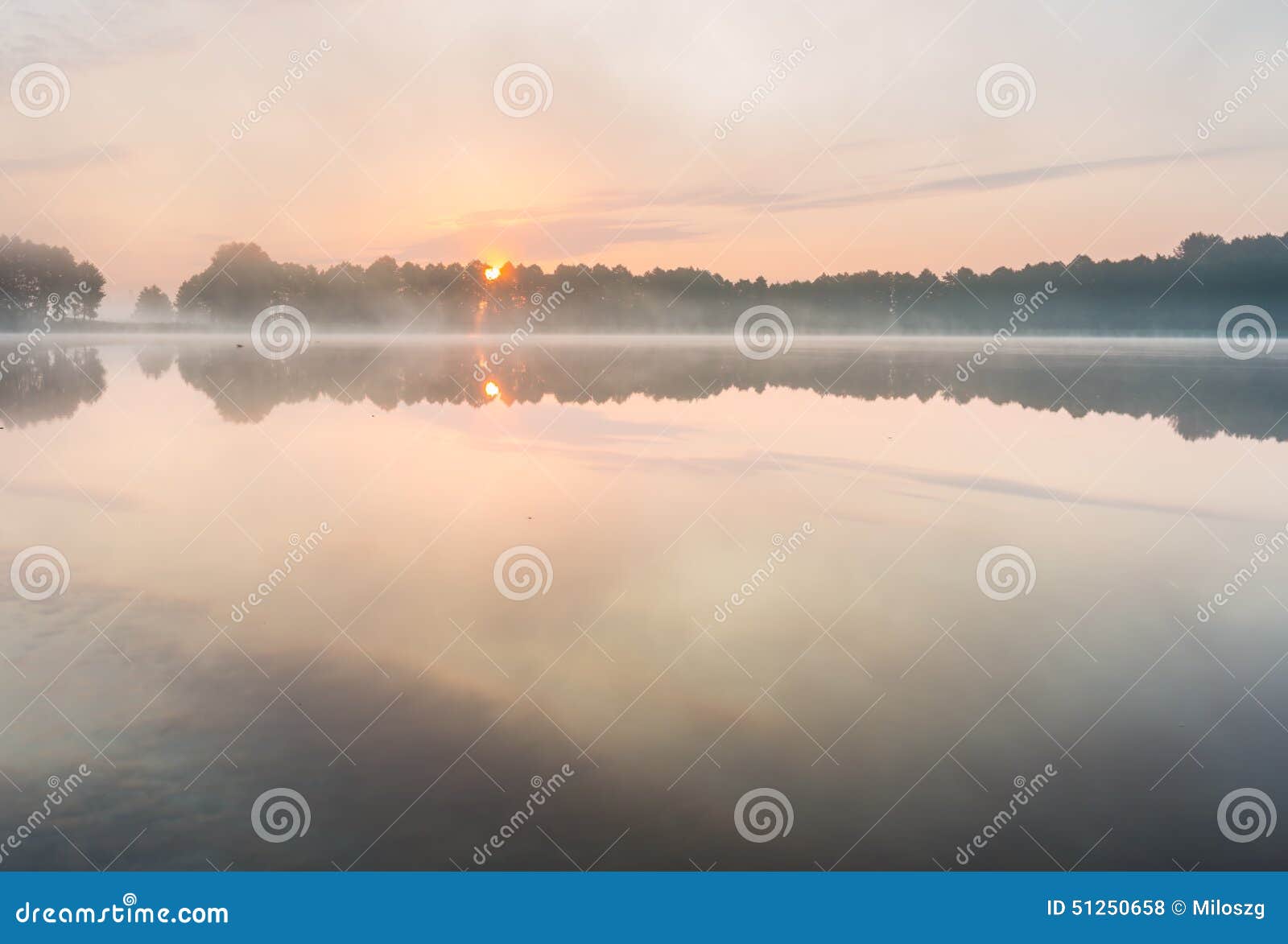 Sunrise over summer lake stock photo. Image of orange - 51250658