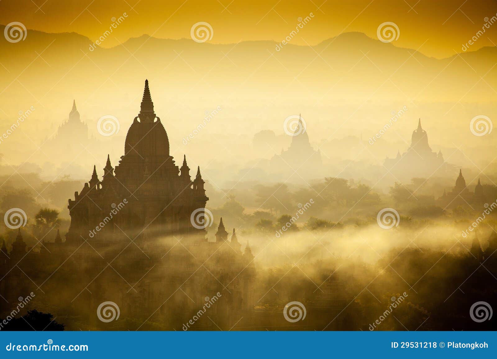 Sunrise Over Temples of Bagan Stock Photo - Image of ancient ...