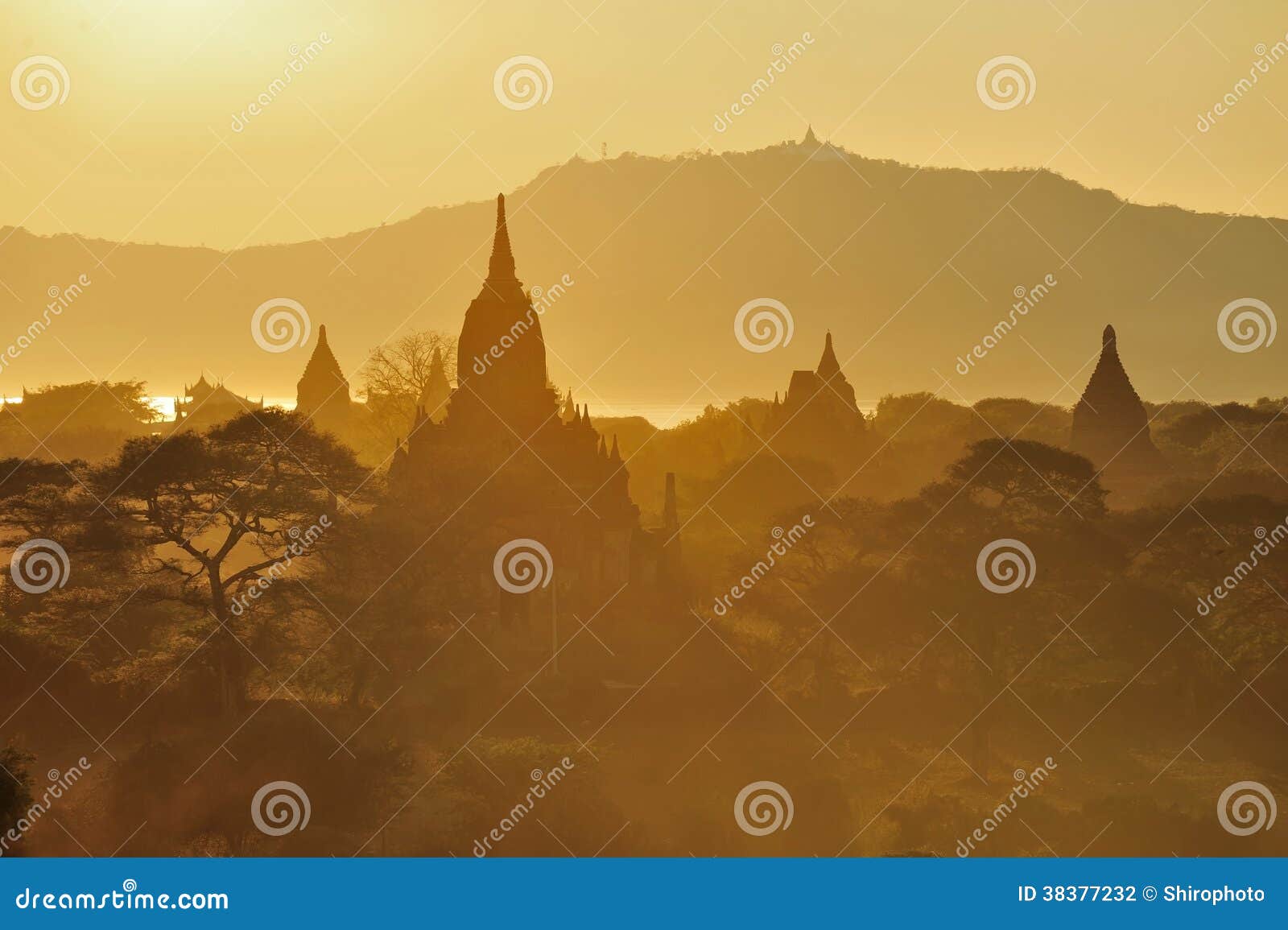 Sunrise Over Temples of Bagan Stock Photo - Image of panorama ...