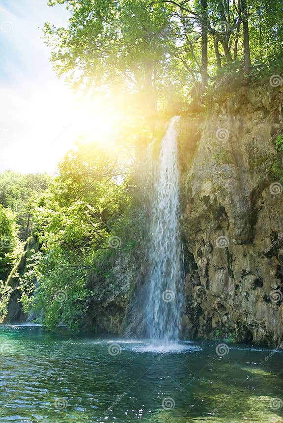 Sunrise over waterfall stock photo. Image of motion, jungle - 7726500