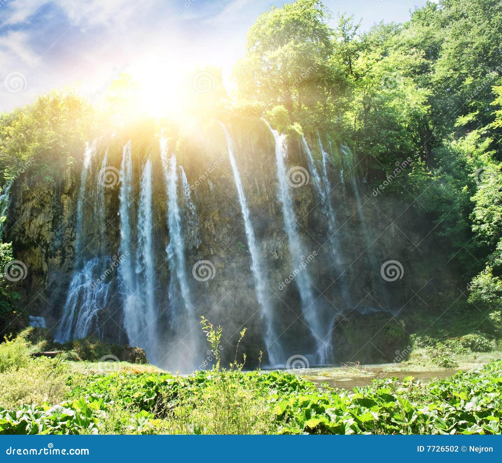 Sunrise over waterfall stock photo. Image of flow, scenic - 7726502