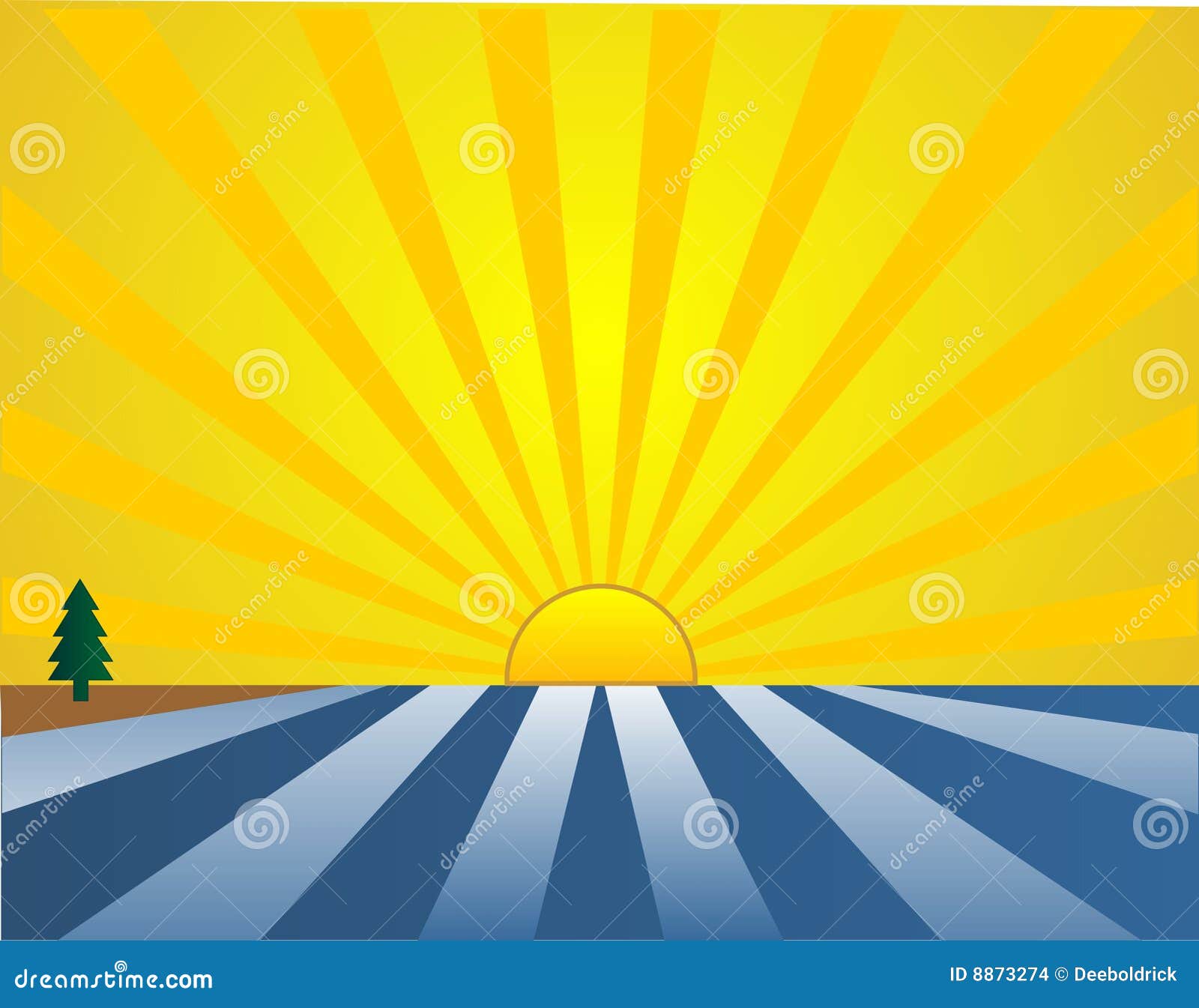 Sunrise Over the Waters.... Stock Vector - Illustration of ocean ...