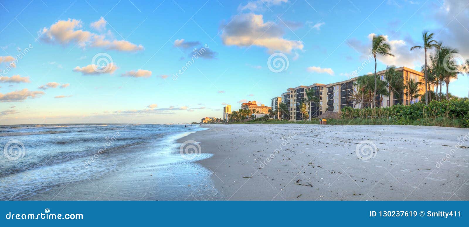 Sunrise Over the White Sand of Vanderbilt Beach in Naples Stock Image ...