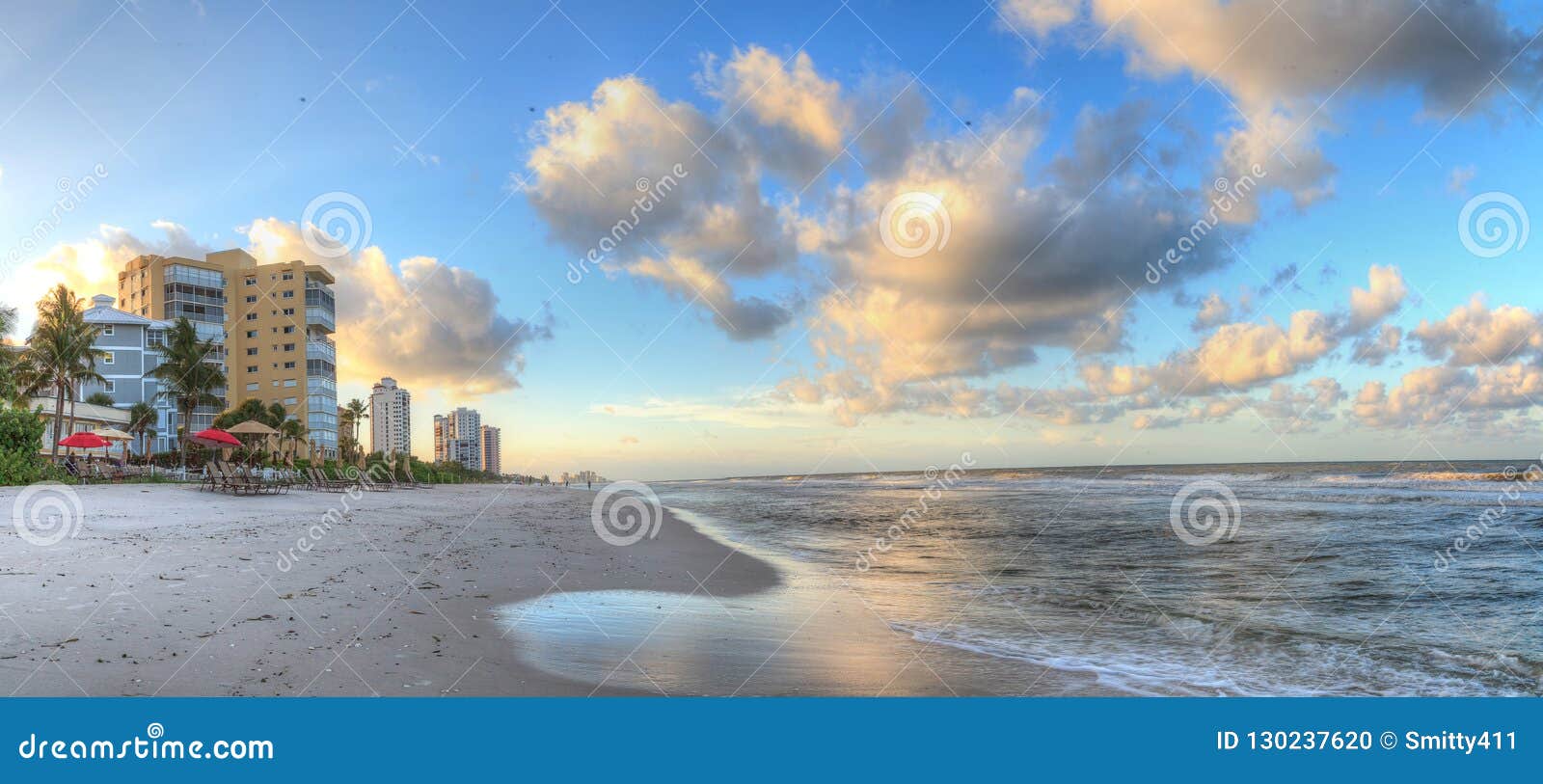 Sunrise Over the White Sand of Vanderbilt Beach in Naples Stock Photo ...
