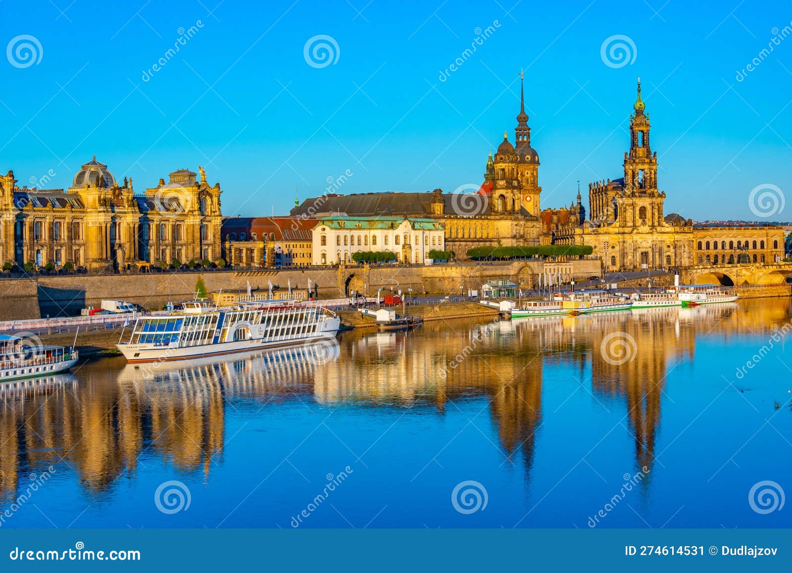 Sunrise Panorama View of German Town Dresden Stock Image - Image of ...