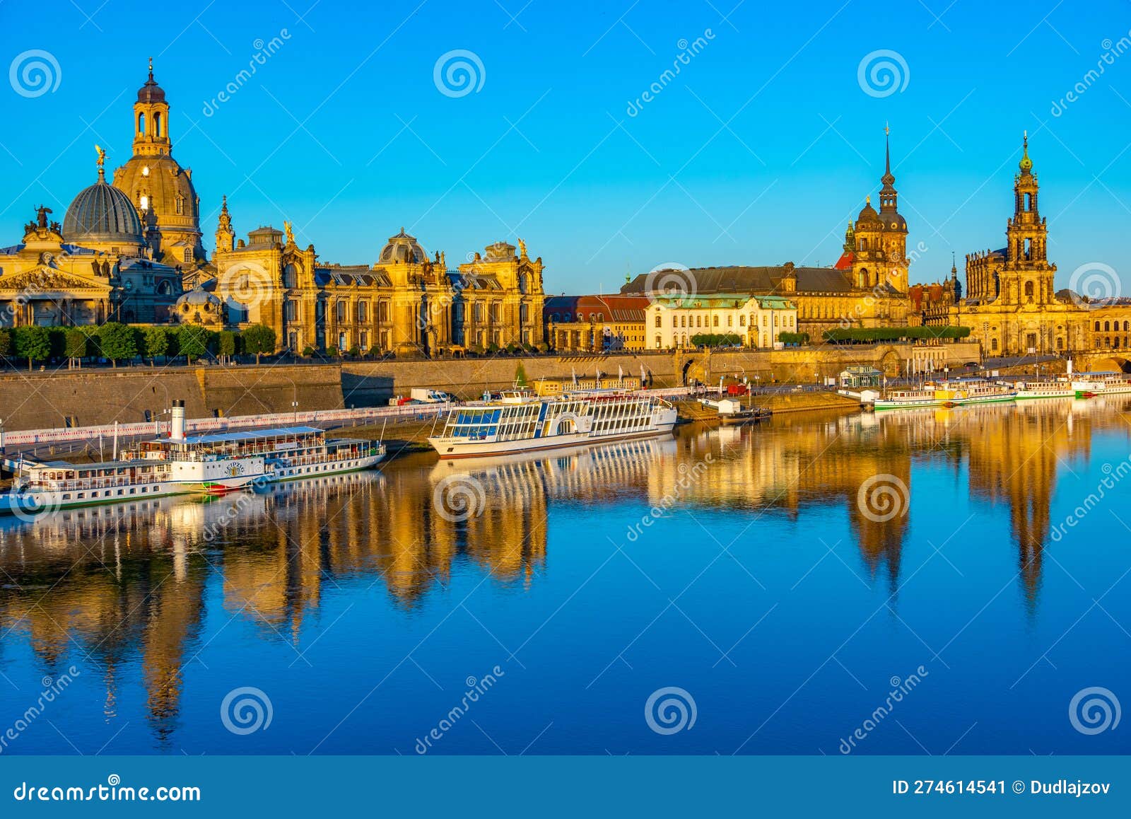 Sunrise Panorama View of German Town Dresden Stock Image - Image of ...