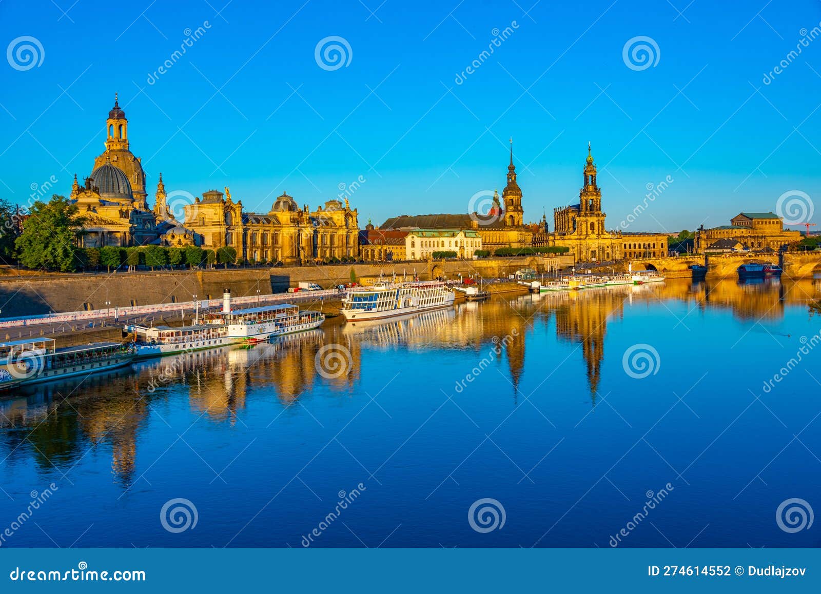 Sunrise Panorama View of German Town Dresden Stock Photo - Image of ...