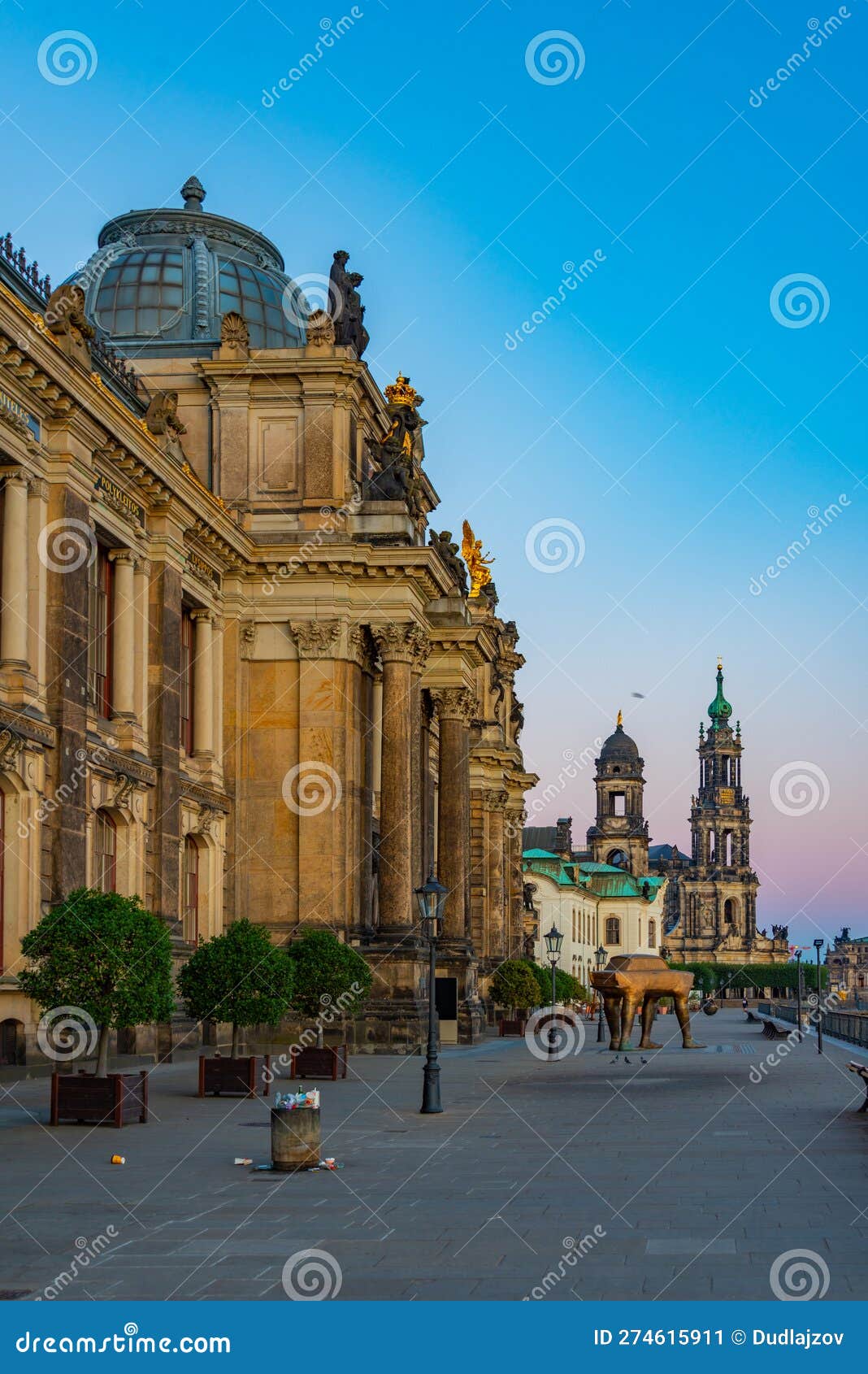 Sunrise Panorama View of German Town Dresden Stock Image - Image of ...