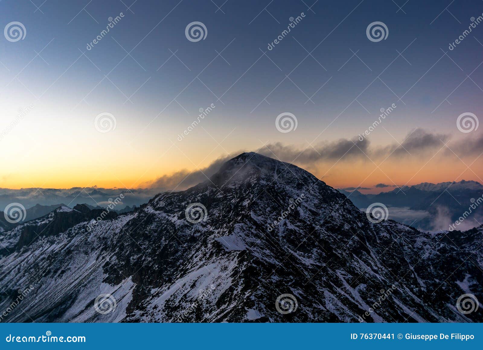 Sunrise on the Parpaner Rothorn in the Alps - 2 Stock Image - Image of ...