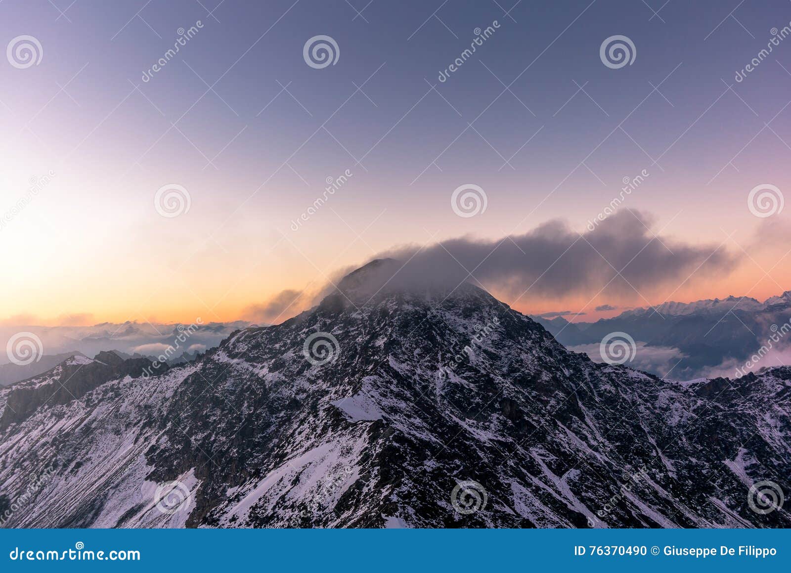 Sunrise on the Parpaner Rothorn in the Alps - 3 Stock Photo - Image of ...