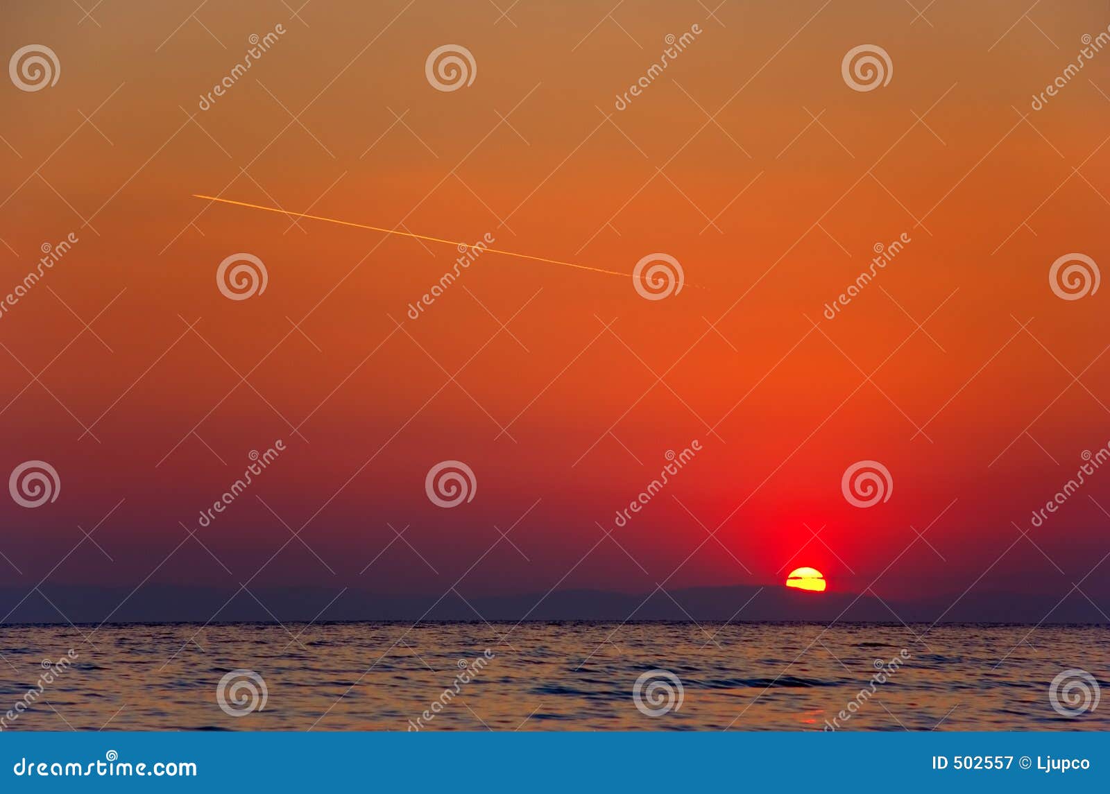Sunrise with a Plane Flying on the Sky Stock Image - Image of plane ...
