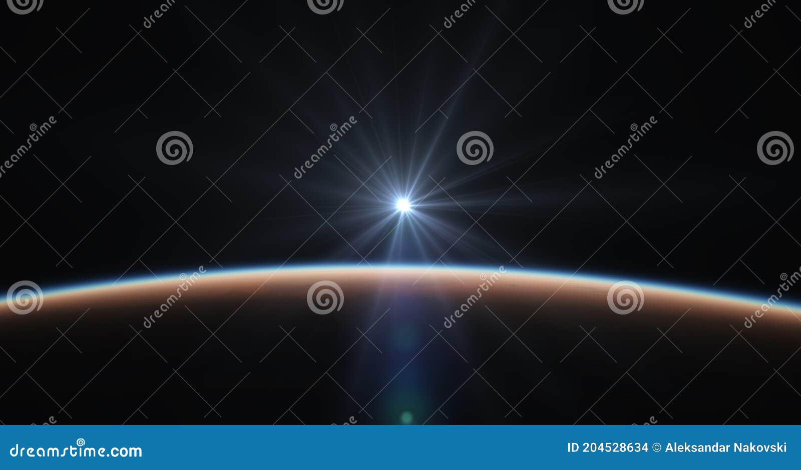 Sunrise from Planet Orbit Landscape Stock Illustration - Illustration ...