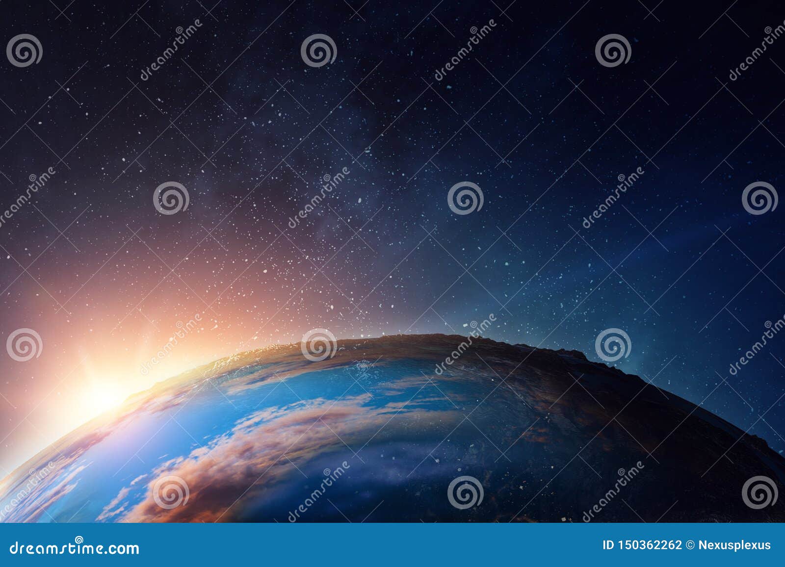 Sunrise on Planet Orbit, Space Beauty Stock Photo - Image of celestial ...