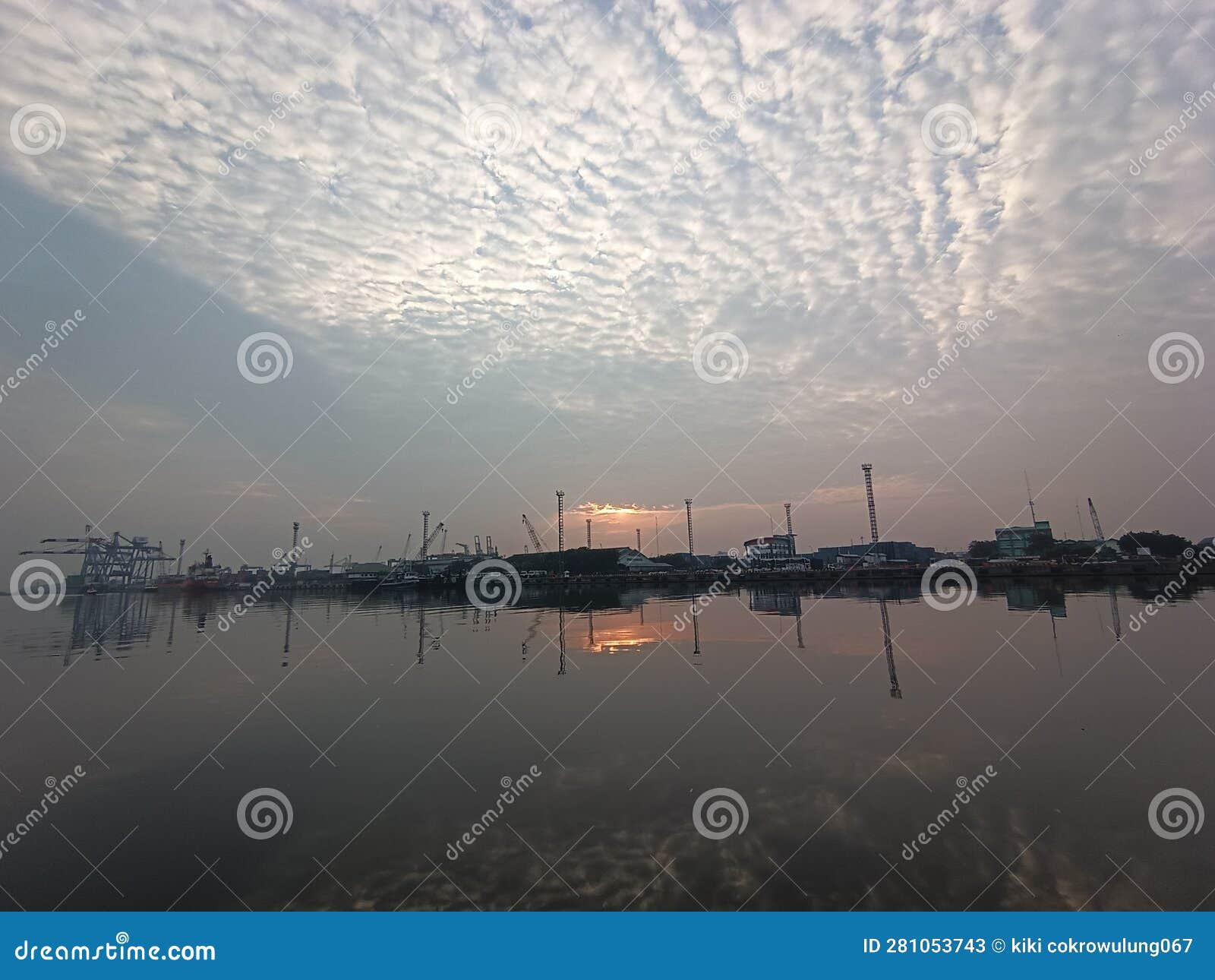 Sunrise at Port Tanjung Priok Stock Image - Image of tanjung, morning ...