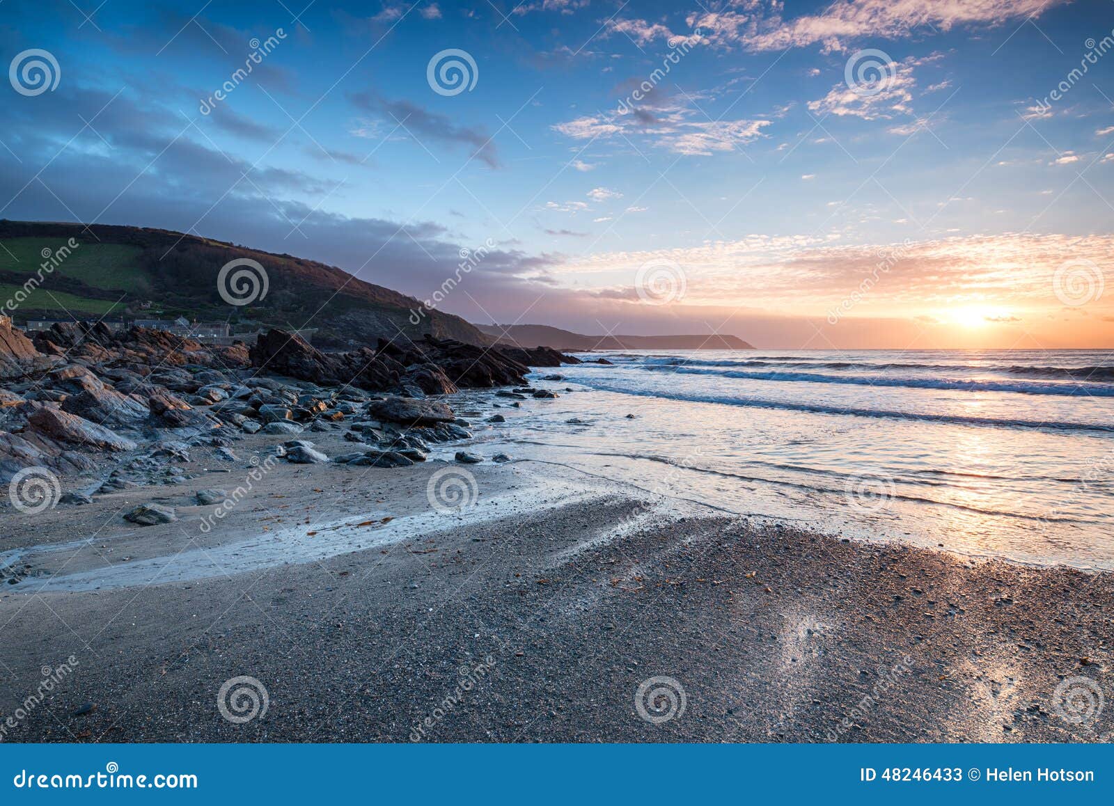Sunrise at Portholland in Cornwall Stock Image - Image of ocean, coast ...
