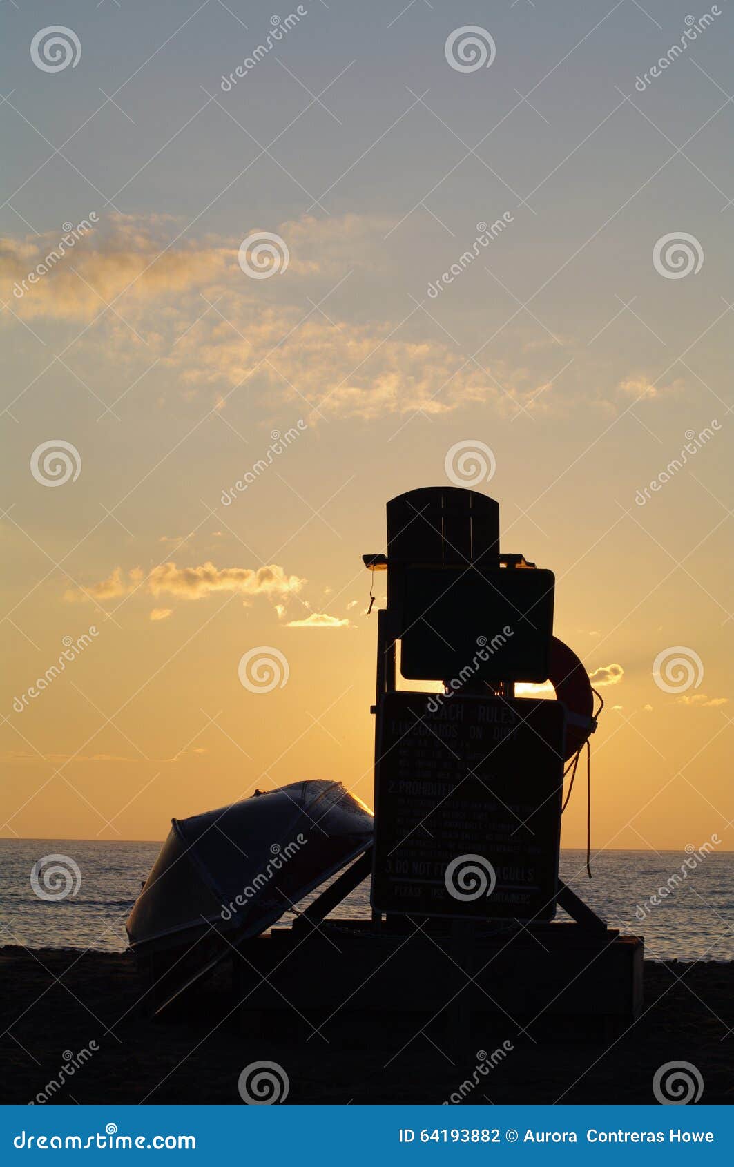 Sunrise in Racine stock photo. Image of sand, lifeguardchair - 64193882
