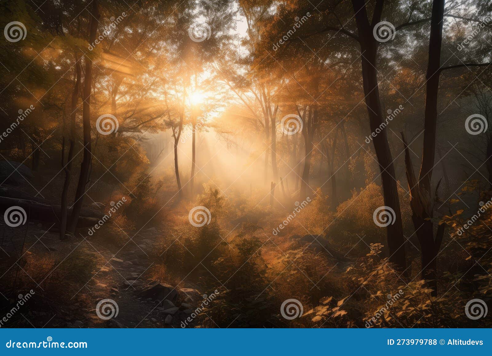 Sunrise, with Rays of Light Shining through the Trees and Illuminating ...