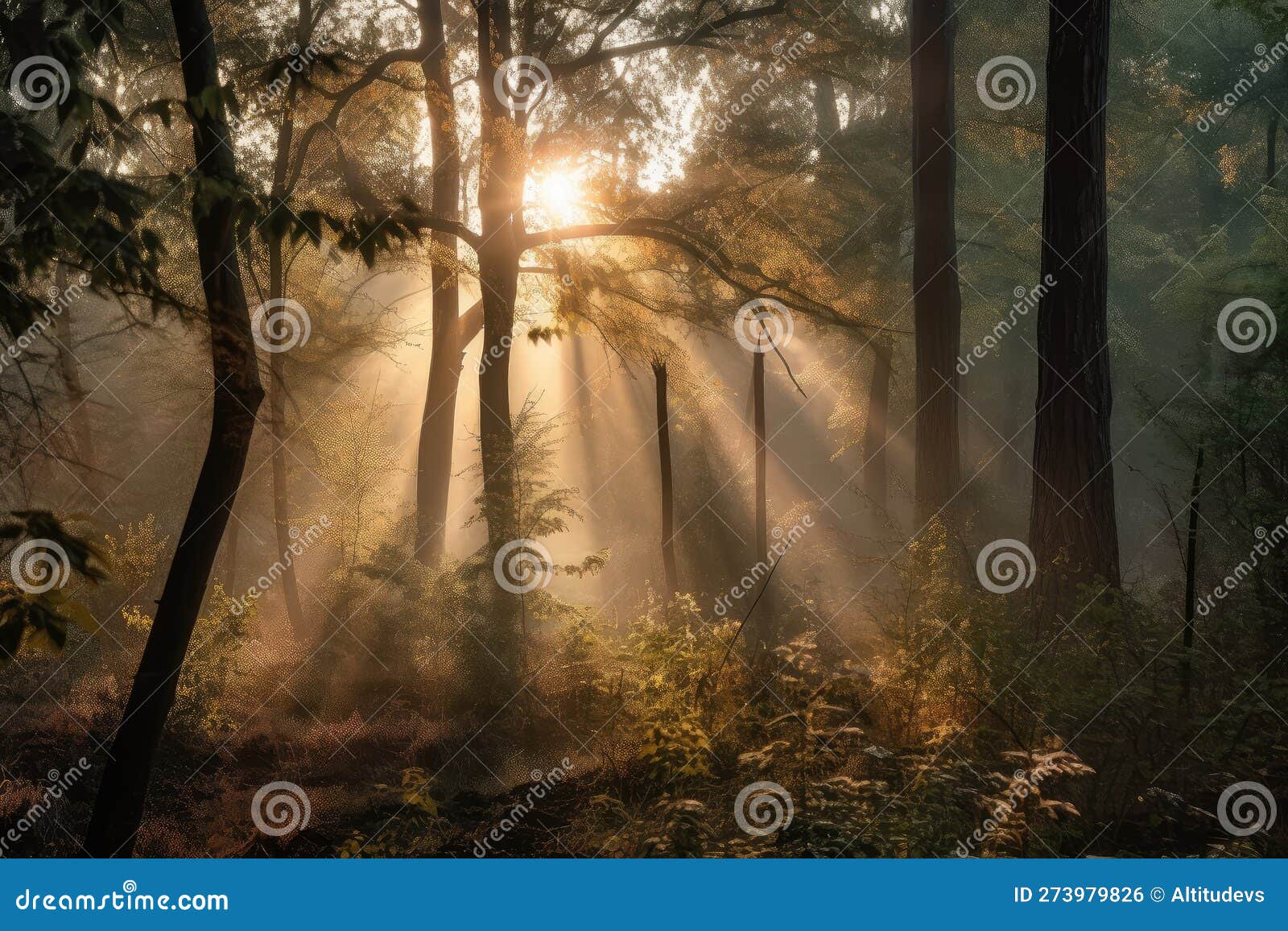 Sunrise, with Rays of Light Shining through the Trees and Illuminating ...