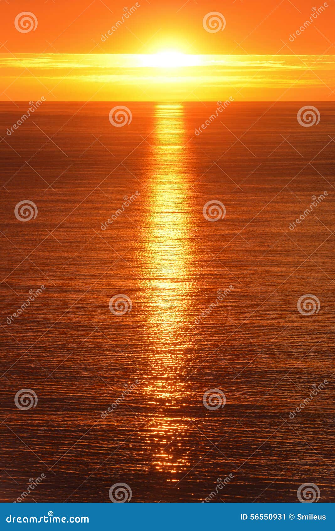 Sunrise Reflected on the Ocean Stock Image - Image of light, water ...