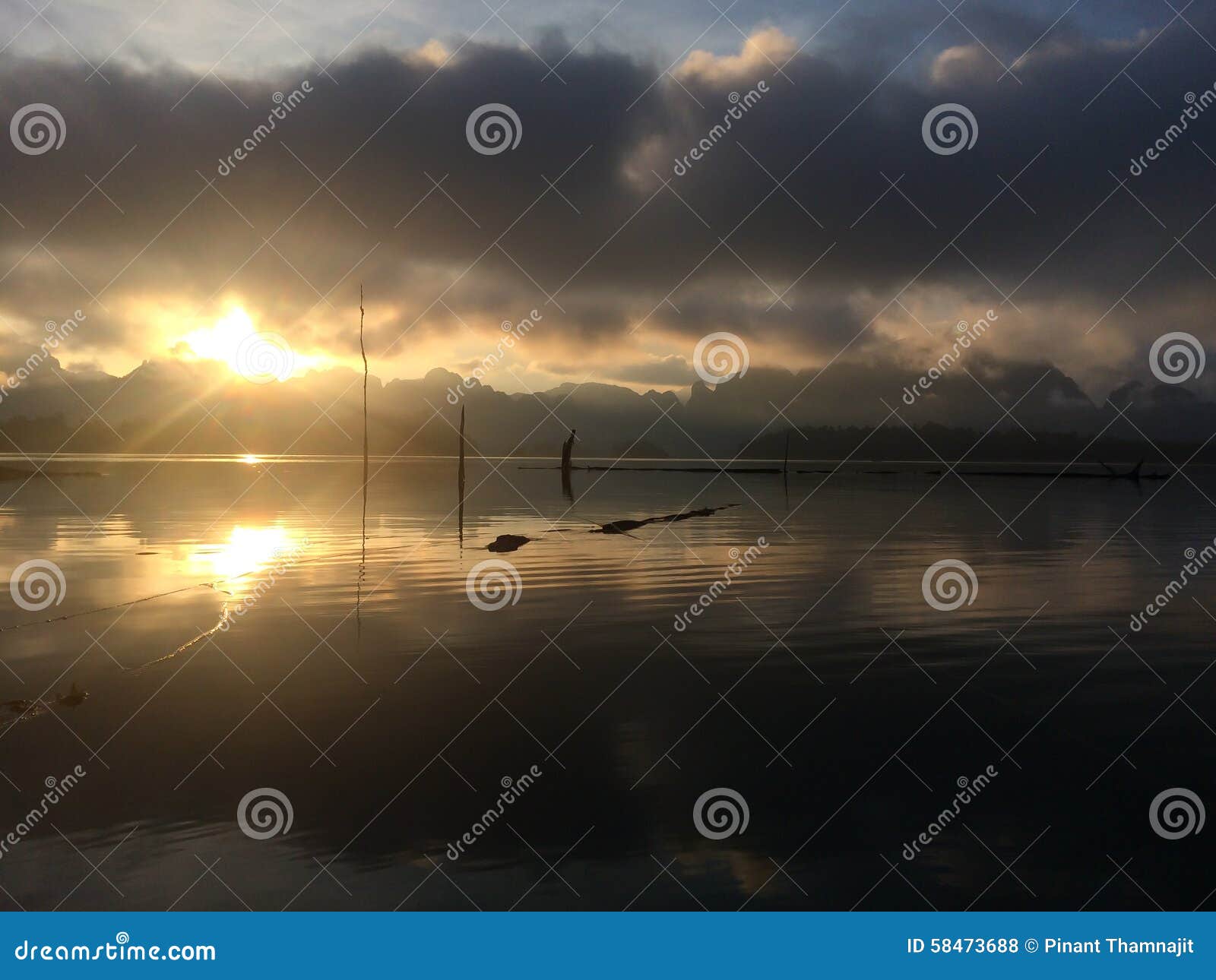 Sunrise reflection. stock photo. Image of vacation, sunlight - 58473688