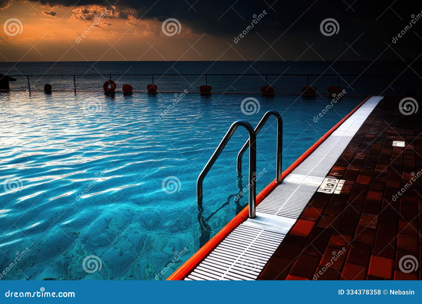 Sunrise Reflections Over Infinity Pool by the Oceanside Stock Photo ...