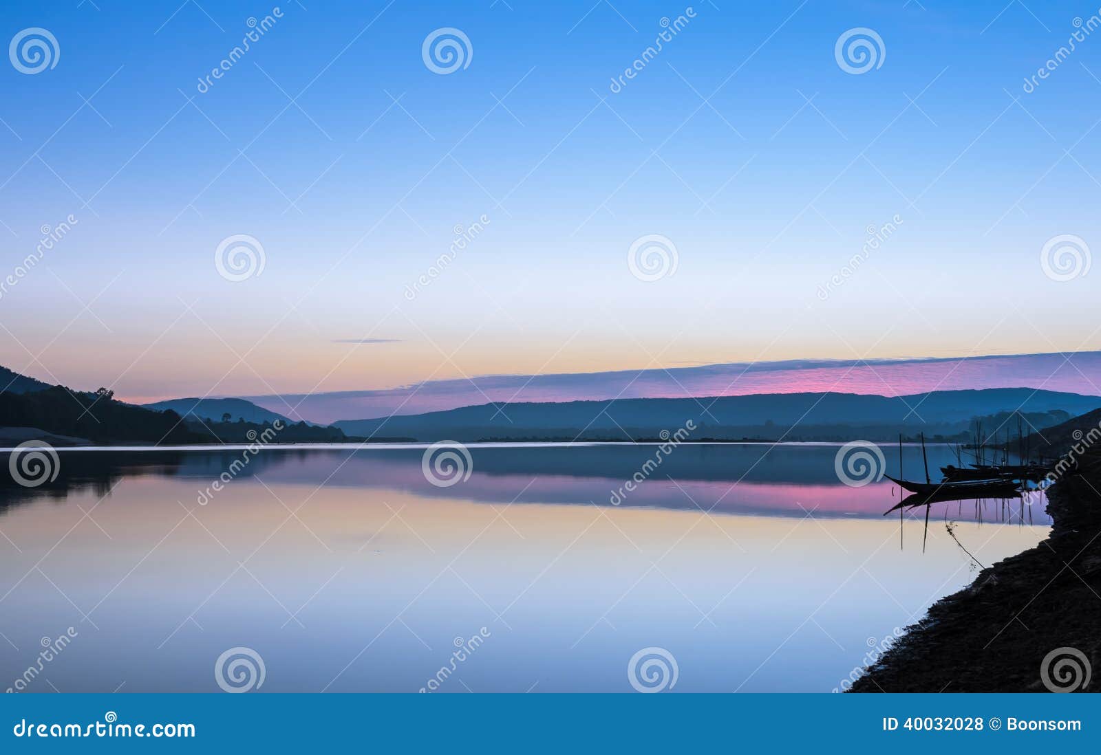 Sunrise on the river stock photo. Image of countryside - 40032028