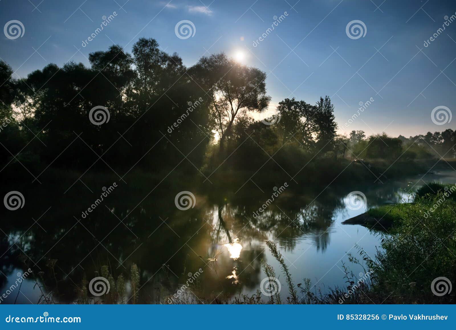 Sunrise on river stock photo. Image of cloud, bright - 85328256