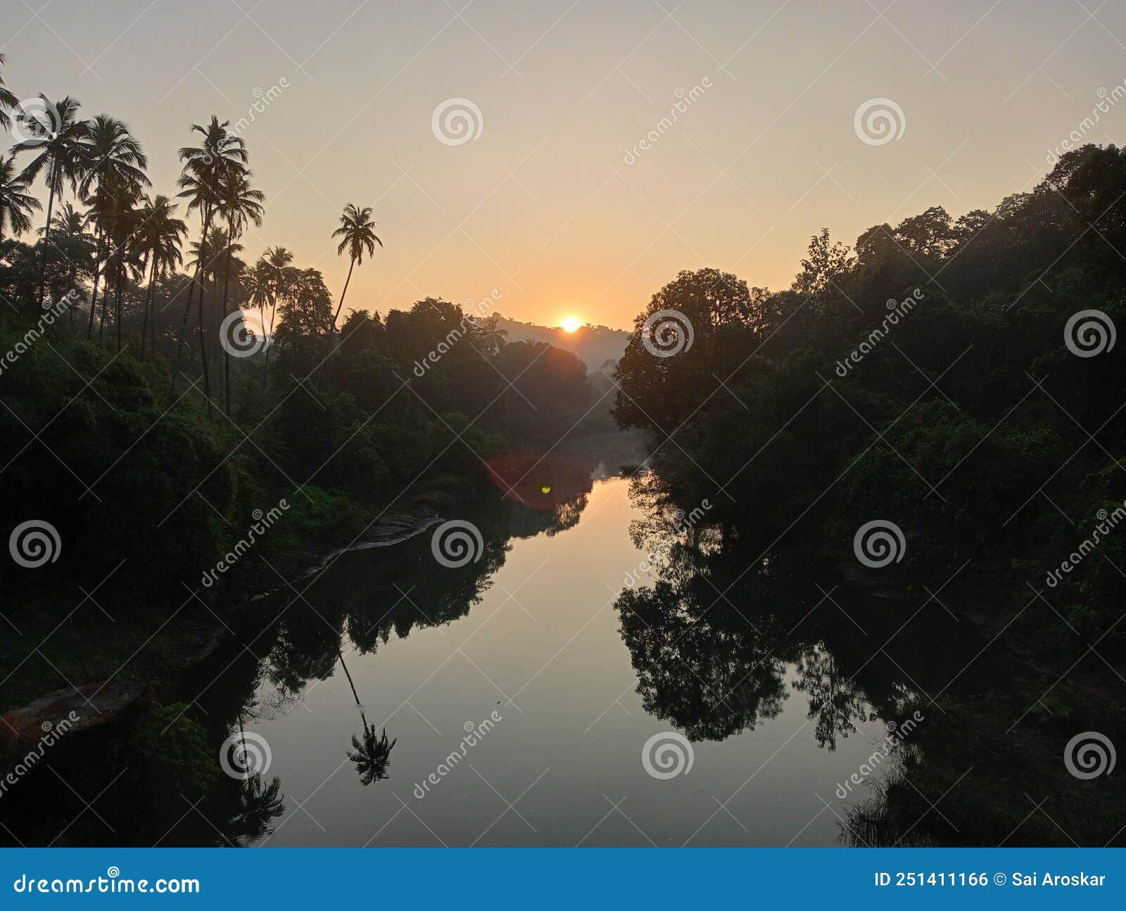Sunrise on river stock photo. Image of nature, reflection - 251411166